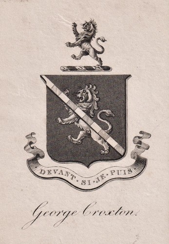 Exlibris George Croxton Bookplate Ex-Libris Armoiries Coat Of Armes | eBay