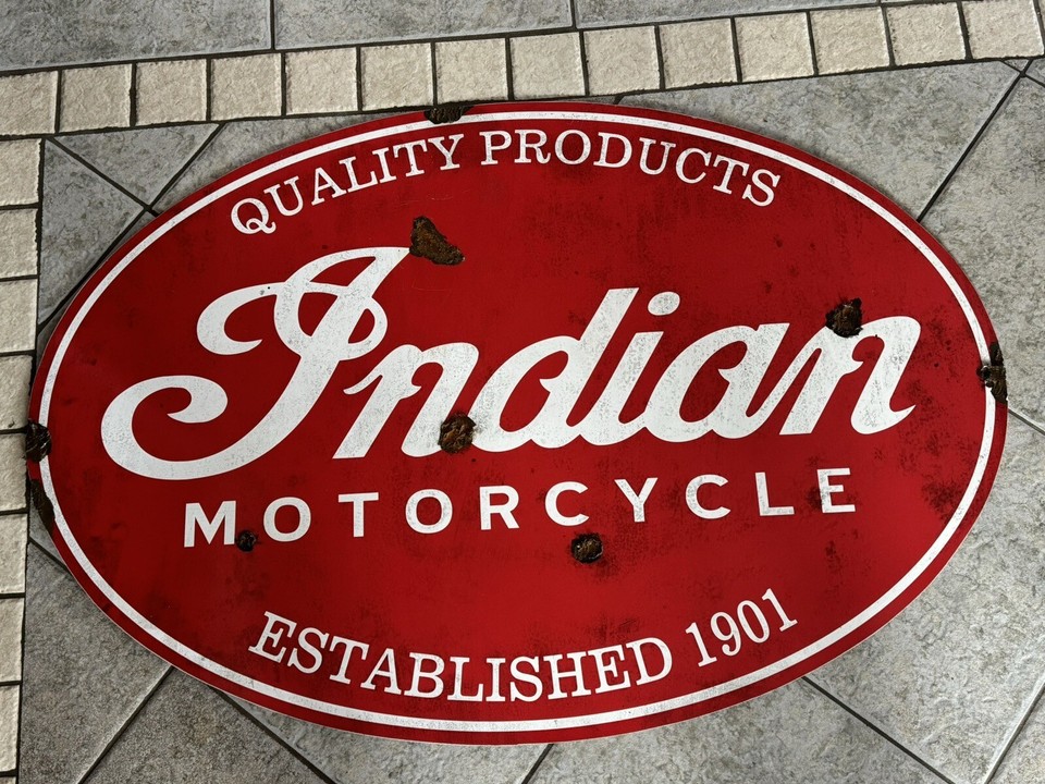 antique barn find look Indian Motorcycles Dealer Sales Service Sign | eBay