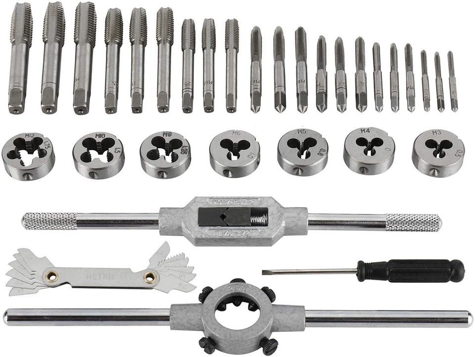 32pcs Tap and Die Set, Metric Hardened Steel Tool Set Threading ...