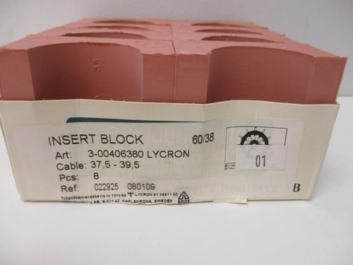 MCT BRATTBERG INSERT BLOCK 60/38 LYCRON, CABLE DIM 1.40-1.55 (8PC LOT ...