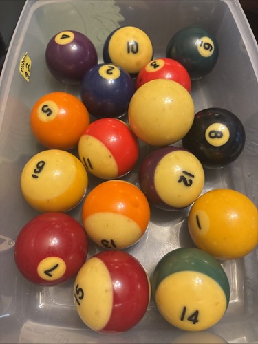 Vtg Billiard Pool Balls 2 1/4" Inch Lot of 16 Standard Pool Table Set 8 ...