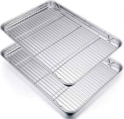 Extra Large Baking Sheet and Cooking Rack Set, Stainless Steel Cookie ...