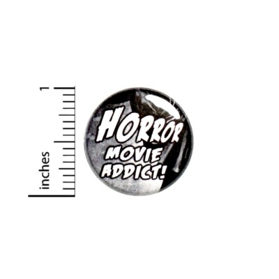 Vintage 80s 90s Style Pin Button Horror Movie Addict Cool Creepy Ghoul ...