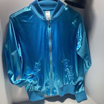 BALERA DANCE Bright Neon Blue Nylon/Spandex NEON BOMBER JACKET Coat Sz ...