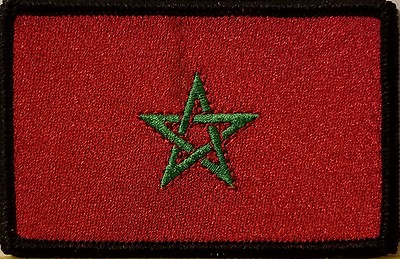 Morocco Flag Patch With Hook Adhesive Fastener Morale Emblem BLACK ...