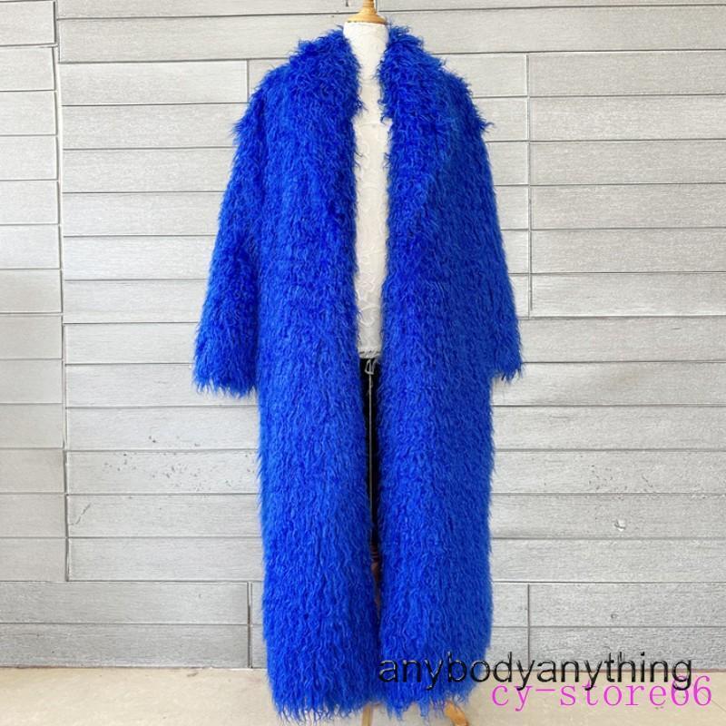 Women's Stage Coats Full Length Long Party Sleeve Faux Wool Fur Classic ...