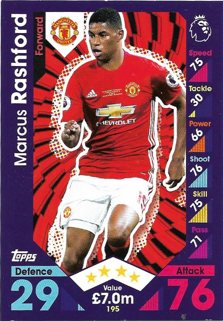 2016-17 Topps Match Attax English Premier League - #195 Marcus Rashford ...