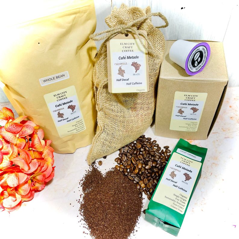 Cafe Metade Half Decaf Coffee Whole Bean 1 lbs TopD ...