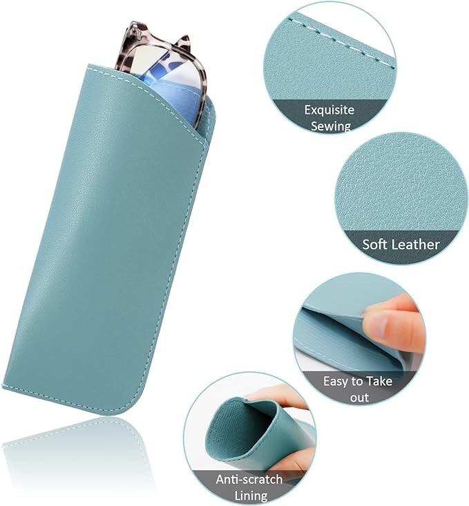 8 Pack Soft Glasses Case, Eyeglass Case Leather Sunglass Case, Portable ...