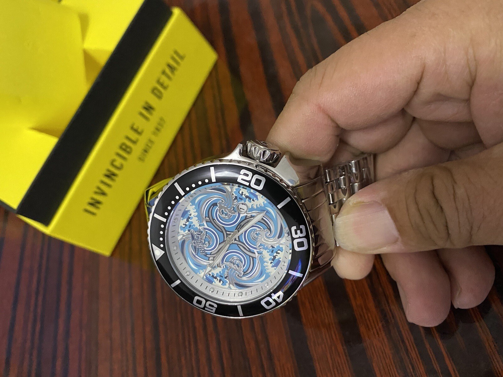 Invicta Pro Diver Atomic Silver 37699 AUTO 53Mm BLUE SWIRL Dial Men's ...