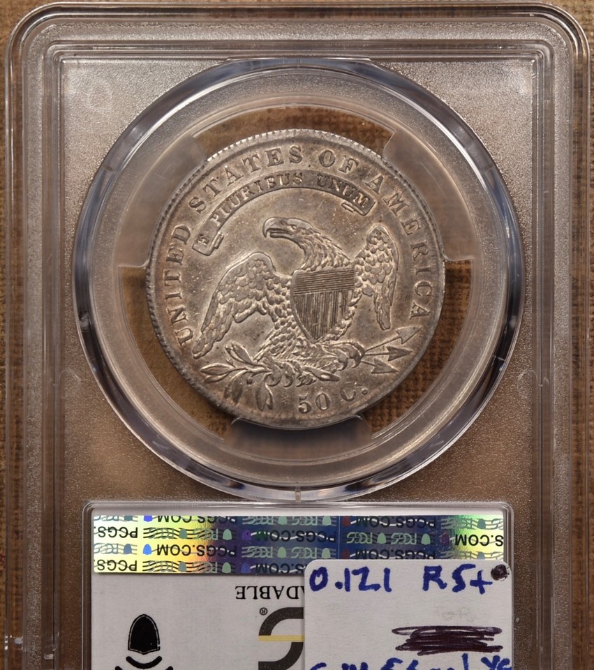 1836 O.121 R5+ Bar Dot Capped Bust Half Dollar, PCGS XF det, pleasing ...