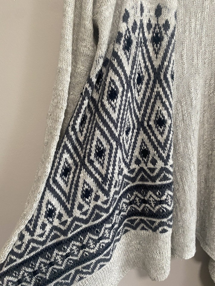 Hollister Long Waterfall Open Front Knit Cardigan Sweater Aztec Print ...