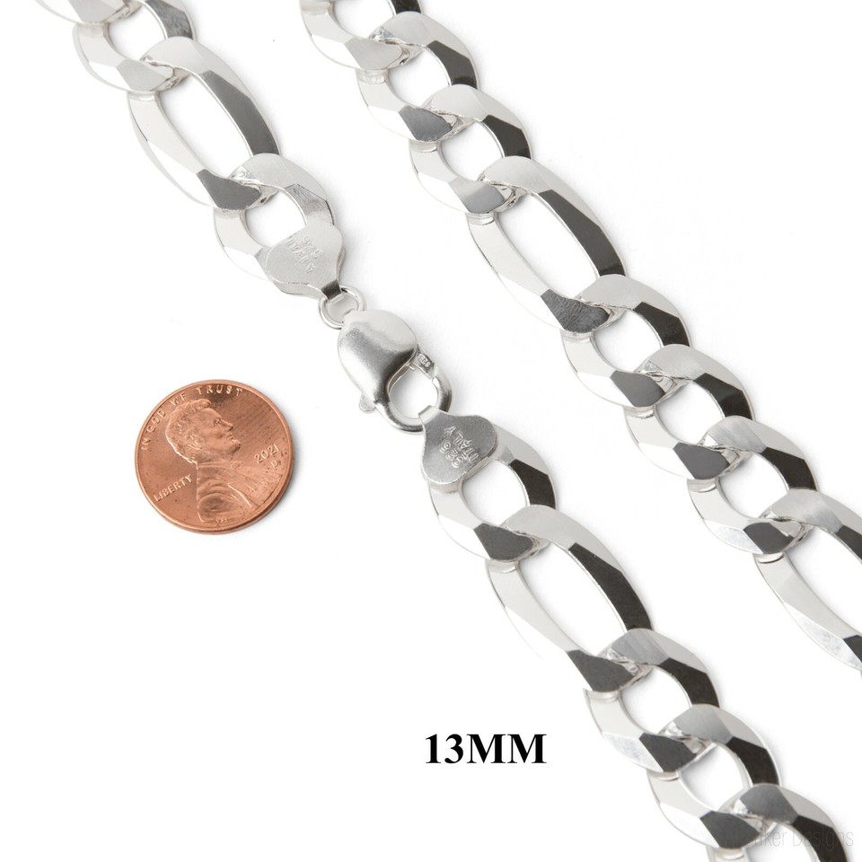 Figaro Sterling Silver Italian Solid Chain Necklace or Bracelet 925 ...