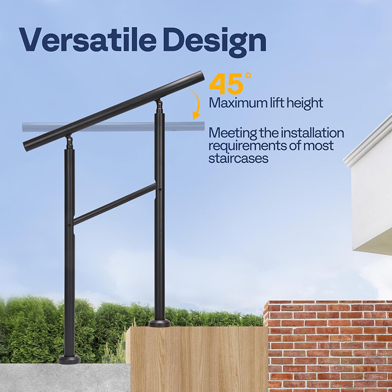 2/3/4/5/6 Steps Hand Rails for Outdoor Steps 2-Pack Wrought Iron Porch ...