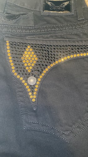 Authentic Black and gold diamond snake robins Jean long jeans men's 34 ...