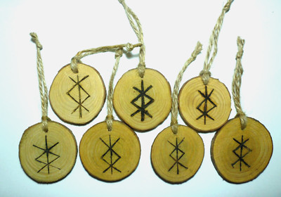 Small 2" Rustic Norse Viking Circular Bind Rune PROTECTION Wood Hanging ...