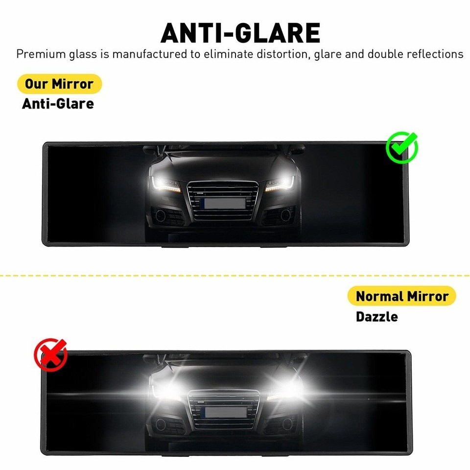 Rear View Mirror Interior Universal Replacement Day Night Wide Angle ...
