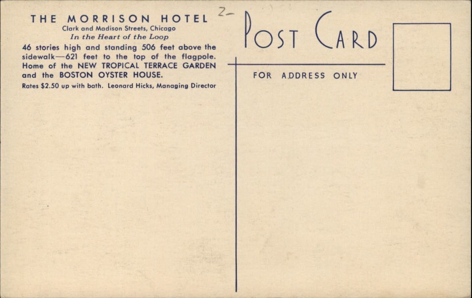 Morrison Hotel Chicago Illinois ~ postcard sku921 | eBay