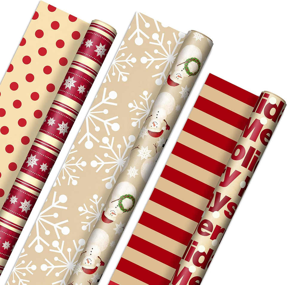 Reversible Christmas Wrapping Paper (3 Rolls: 120 Sq. Ft. Ttl) Merry Holidays, S | eBay