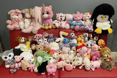 Lot 62 Plush TY Beanie Boo Farm Stuff Animals SERTA Lamb Sheep Pig ...