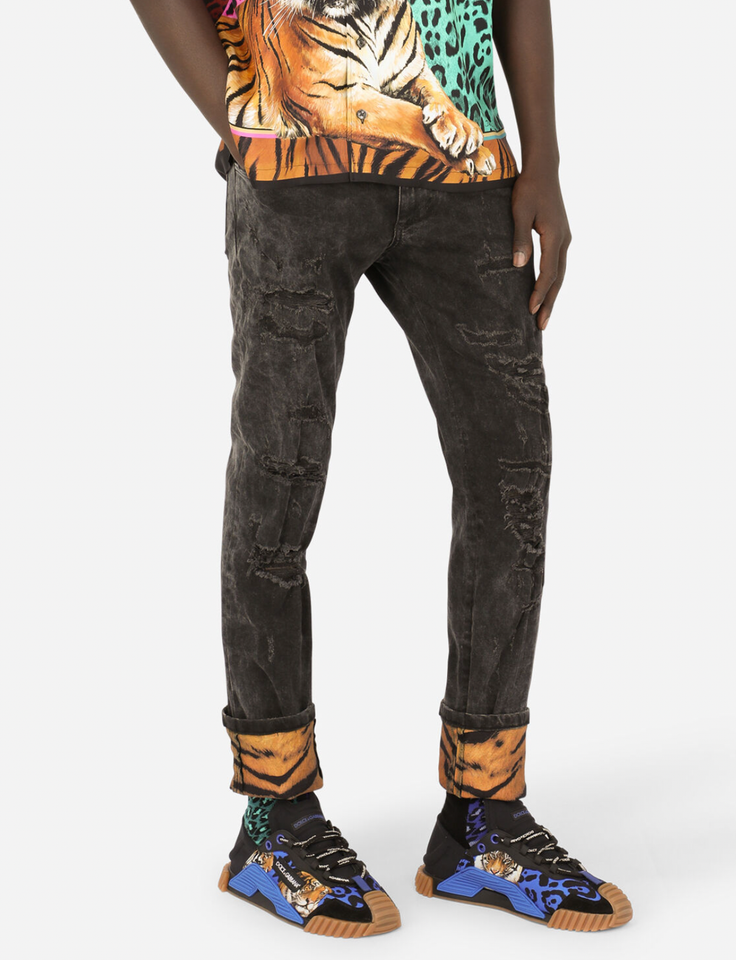 Dolce & Gabbana Skinny Jeans Tiger Stretch Slim Fit Denim Icon IT 50 | eBay