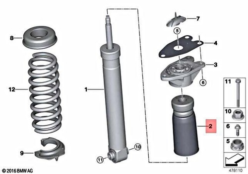Genuine BMW F80 F80N F82 F83 F87 Rear Shock Absorber Damper OEM ...