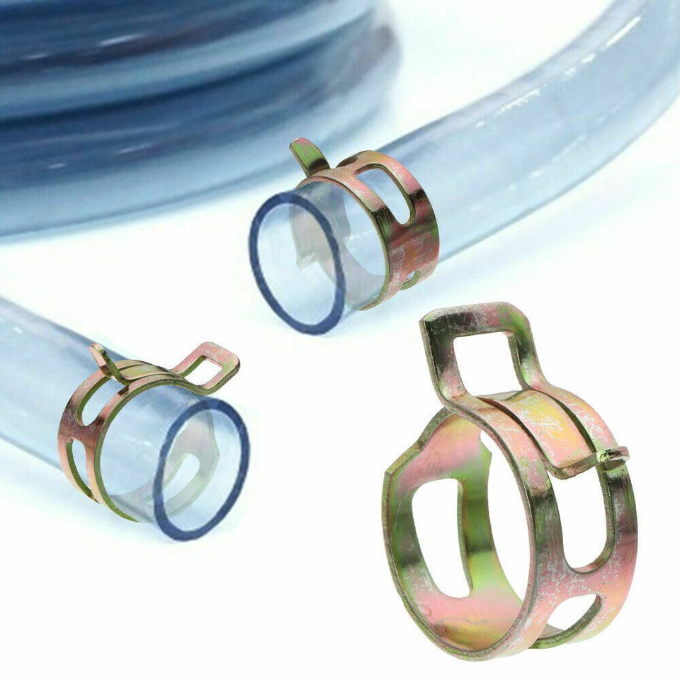 50PCS 6mm 1/4" Spring Hose Clamps Fuel Water Line Pipe Air Tube Clips ...