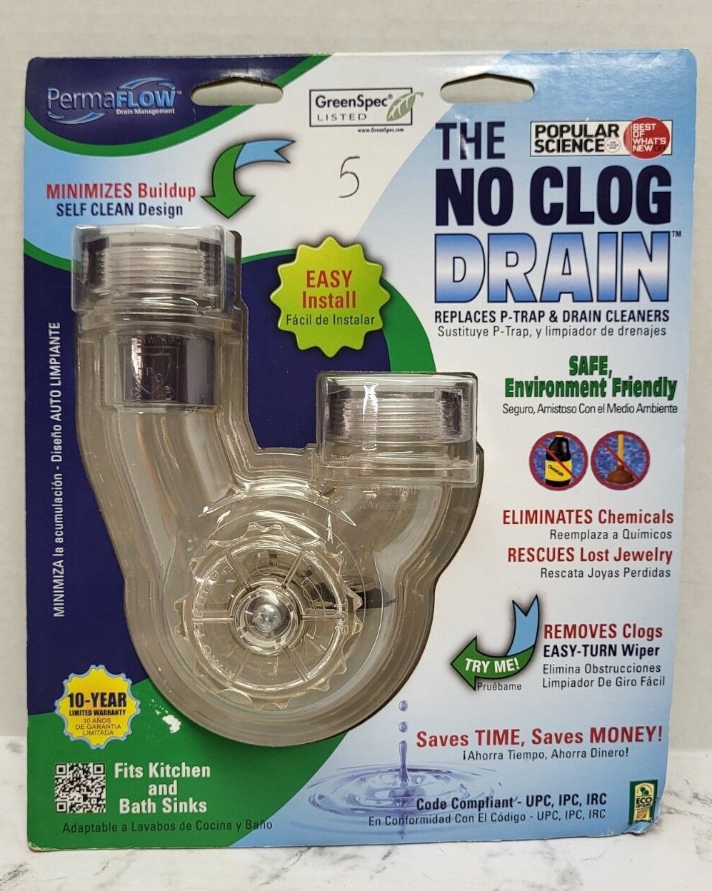 Permaflow Transparent No Clog Drain P-trap PT5021 NIP NIB GreenSpec ...