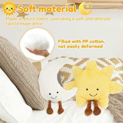 Sun and Moon Plush Toy Cute Sun and Moon Pillow Soft Polyester Sun ...