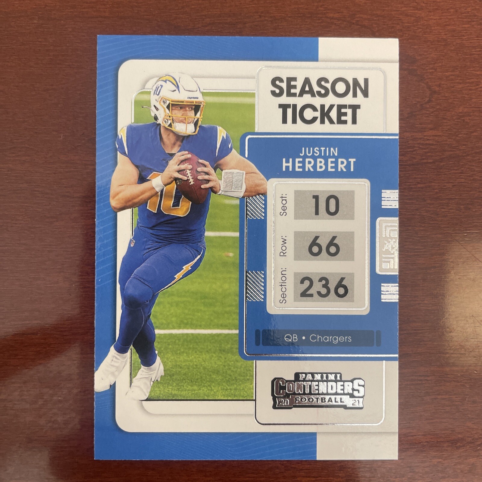 2021 Panini Contenders Justin Herbert Season Ticket #51 Los Angeles ...