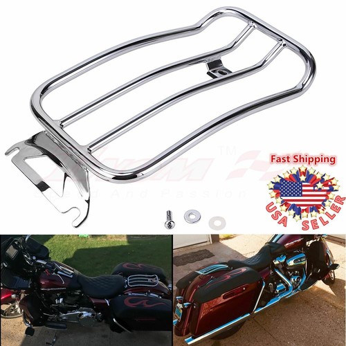 Chrome Solo seat Luggage Rack For Harley Road King Street Glide FLH ...