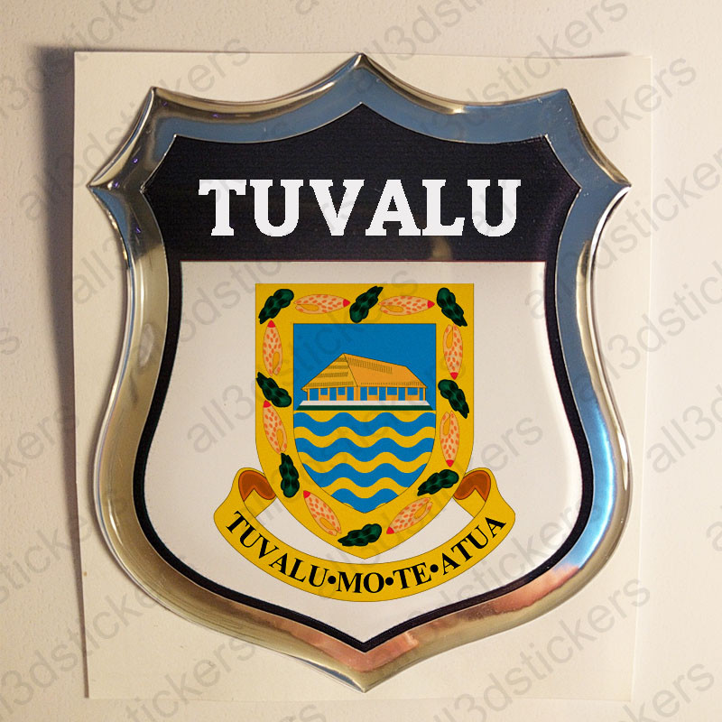 Sticker Tuvalu Emblem Coat of Arms Shield 3D Resin Domed Gel Vinyl ...