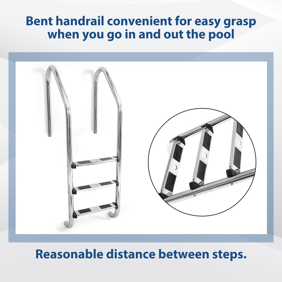 3 Non-Slip Step Ladder 304 Stainless Steel Ladder for Swimming Pool In ...