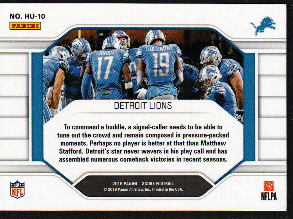 2019 Score Huddle Up #HU-10 - Detroit Lions - Detroit Lions 19-070 | eBay