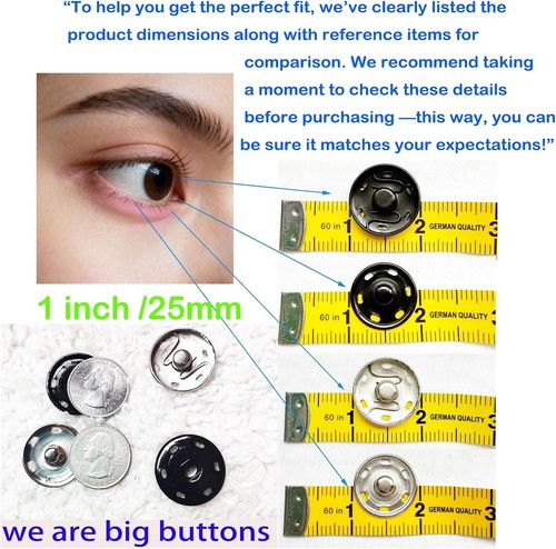 Large Snaps for Sewing Big Sew on Snap Large Buttons 12 Set Big Metal ...