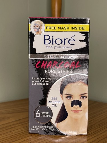 Bioré Charcoal Deep Cleansing Pore Nose Strips - 6ct Plus Heating Mask ...
