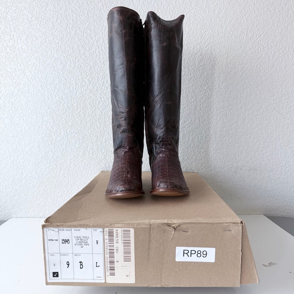 Rod Patrick Womens Cowboy Boots Sz 9B Brown Caiman Leather Riding Boot ...