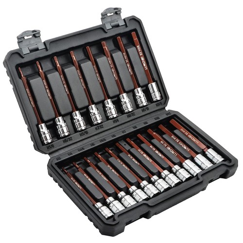 3/8inch Drive Extra Long Allen Hex Bit Socket Set 19pcs Standard Sae ...