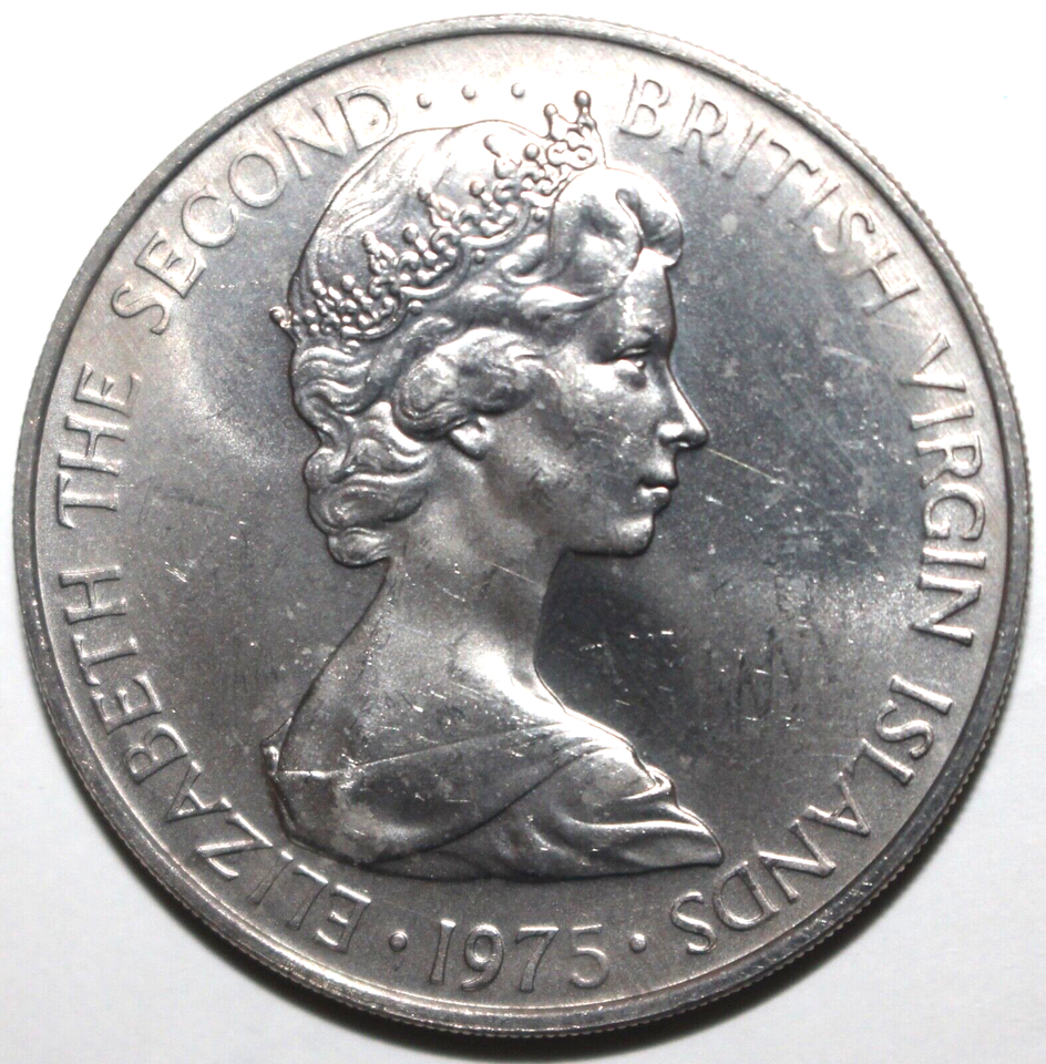 British Virgin Islands 50 Cents Coin 1975 FM KM# 5 UK Pelican Elizabeth ...