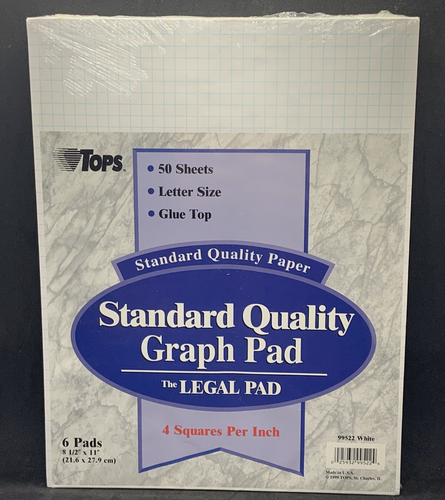 Tops Graph Paper Pad 8-1/2 x 11 Inch - 50 Sheets Per Top Glued 6 Pack ...