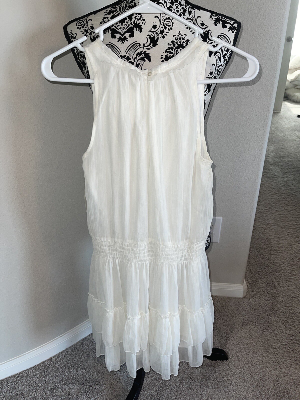 NWT Zara Trafaluc Cream Sheer Ruffle Romantic Dress Sz S Spring Summer ...