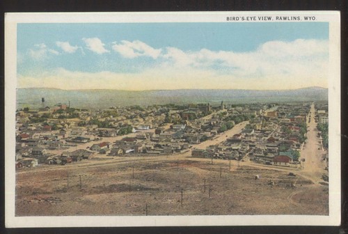 Postcard RAWLINS Wyoming/WY Early 1900's Local Area Town Aerial view ...