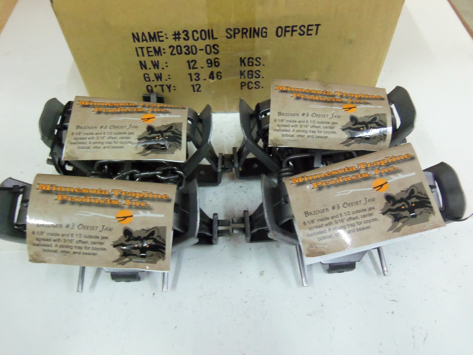 4 Bridger # 3 Offset Coil Spring Traps Beaver Otter Coyote Bobcat ...