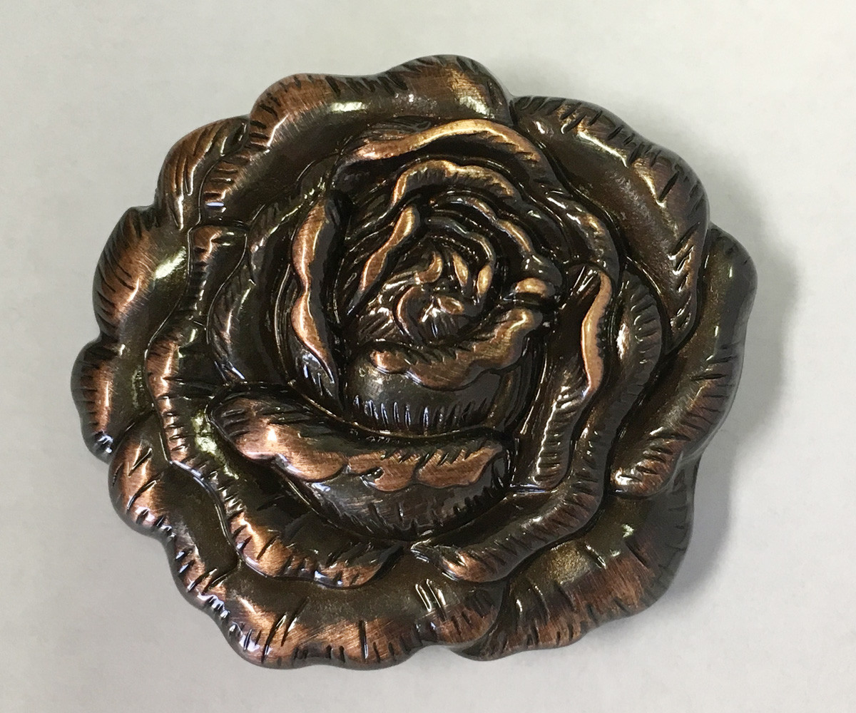WESTERN LEATHER CRAFT TACK COPPER ENGRAVED ROSE FLOWER CONCHOS 1-1/2" x ...