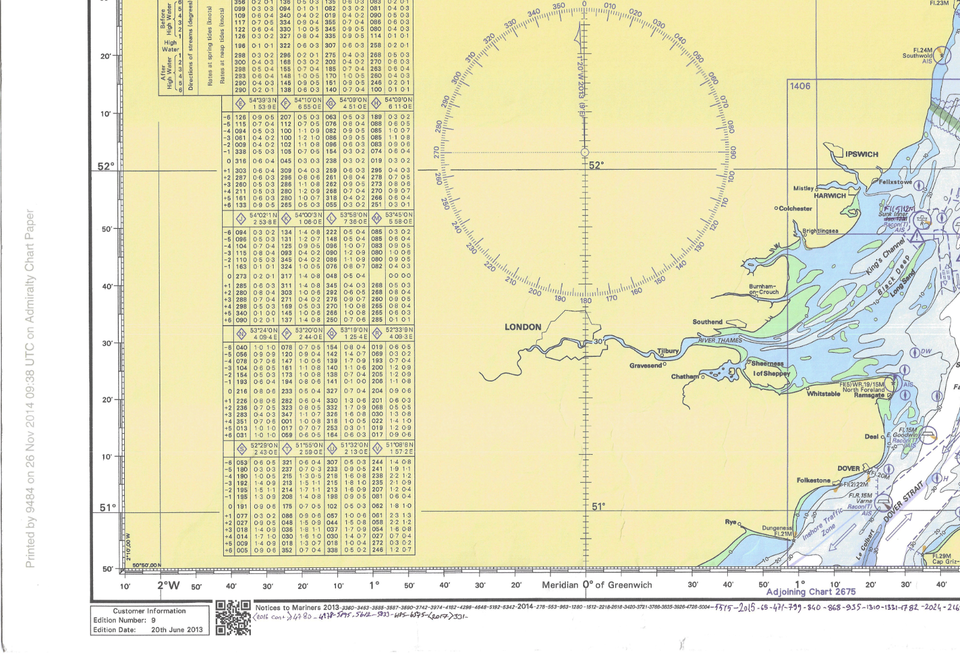 2182A North Sea Southern Sheet Chart Map Maritime Nautical Marine Wall ...