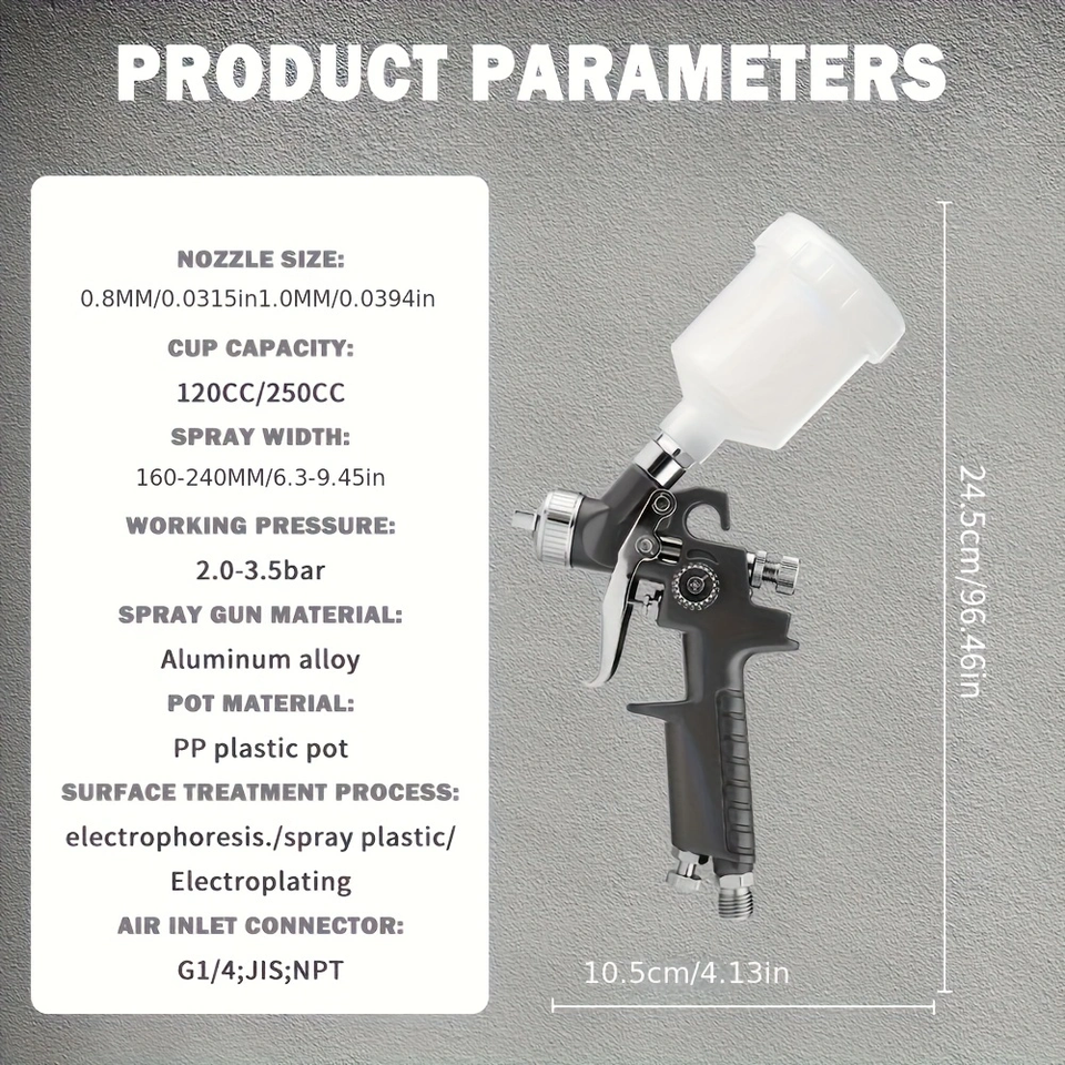 Mini HVLP Air Spray Gun with 0.8/1.0 mm Nozzles, Detail Repair ...