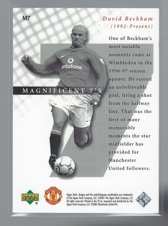 UPPER DECK 2001/02 - DAVID BECKHAM - MAN UTD - MAGNIFICENT 7`s FOIL ...