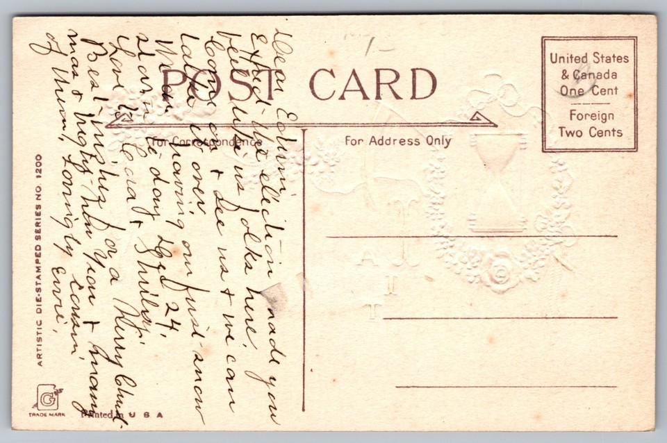 Postcard: New Year, Embossed, G., Artistic Die-Stamped, #1200, Divided, Unposted | eBay