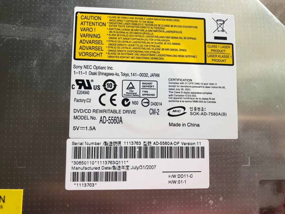 Sony AD-5560A CD/DVD Burner for Acer Aspire 3100 5100 5610 5630 5680 | eBay