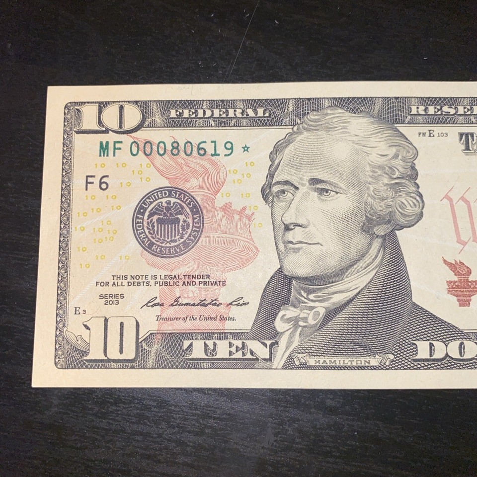 $10 Dollar Bill USD Rare Star Note Mint Condition View Official Report ...